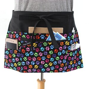 Paw Print Half Apron With Pockets, Zipper Pocket Apron for Dog Walking ...