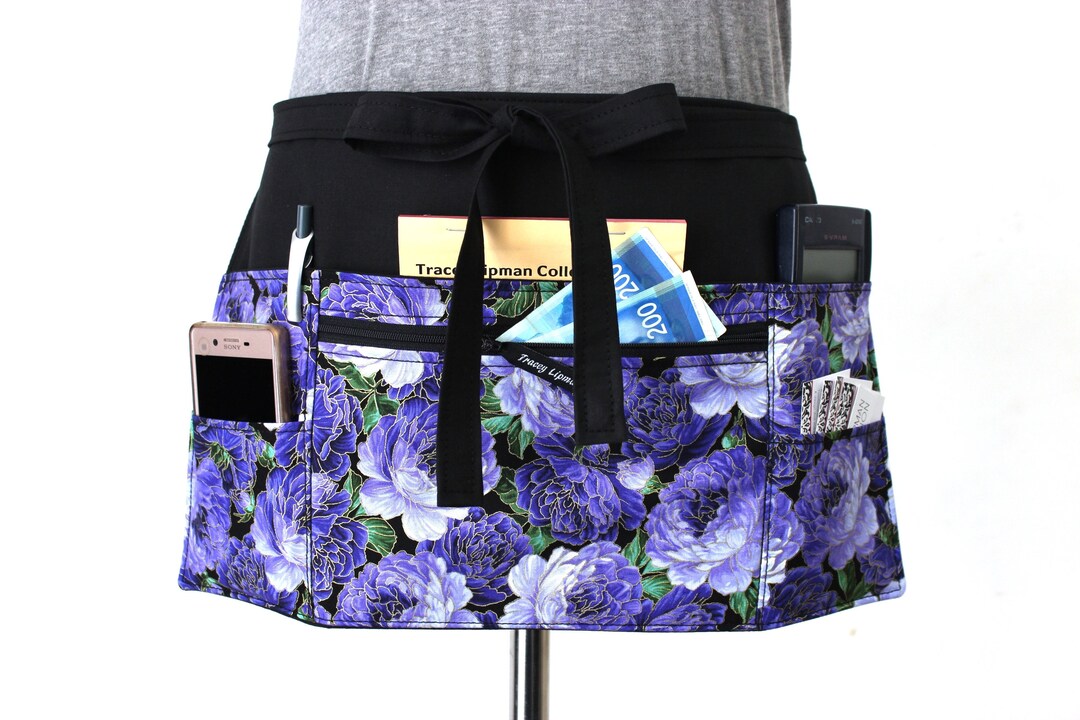 Waitress Apron, Teacher Apron With Pockets, Vendor Apron Zipper Pocket ...