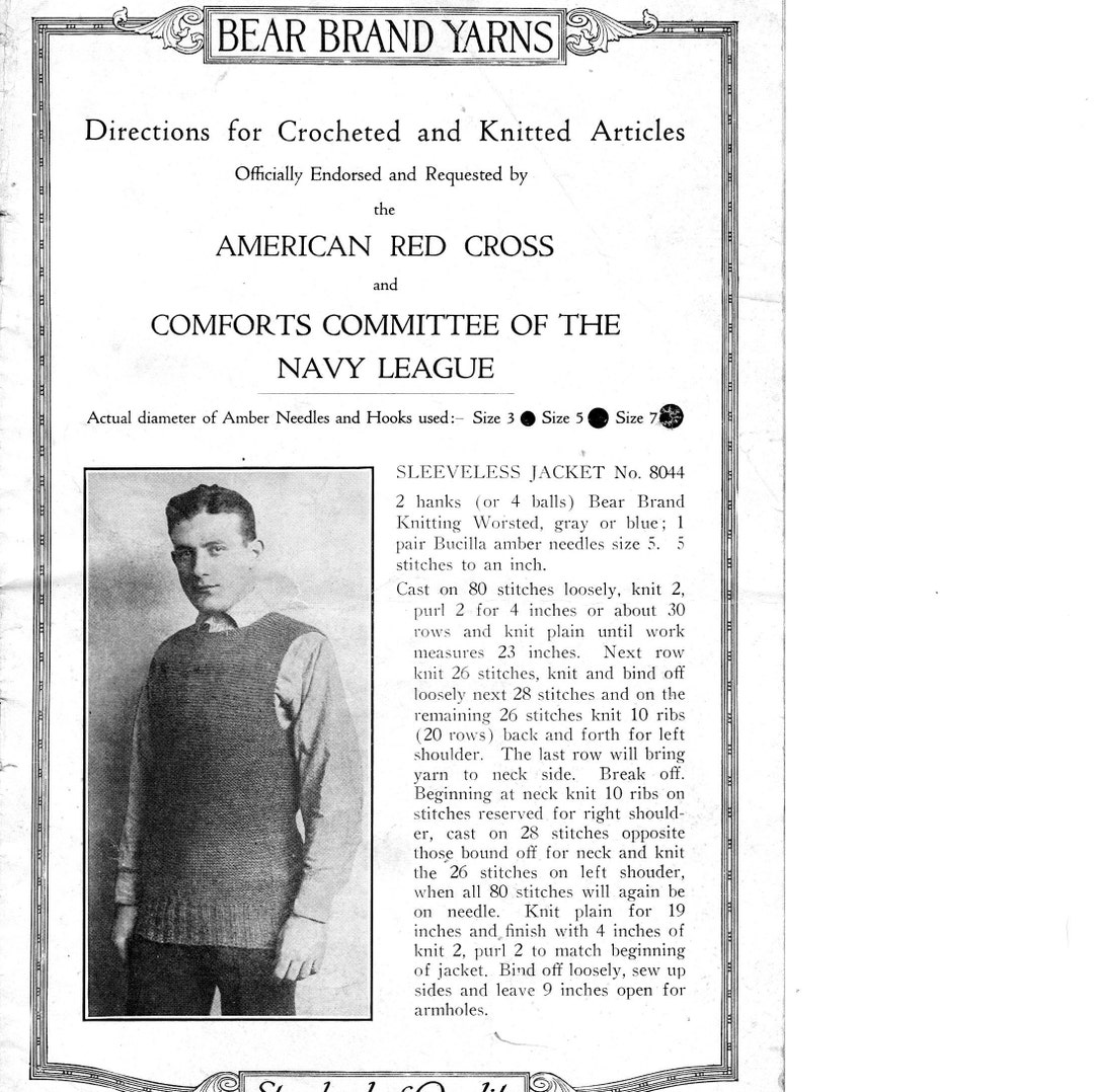 PDF WWI Red Cross Knitting and Crochet Pattern Booklet - Etsy