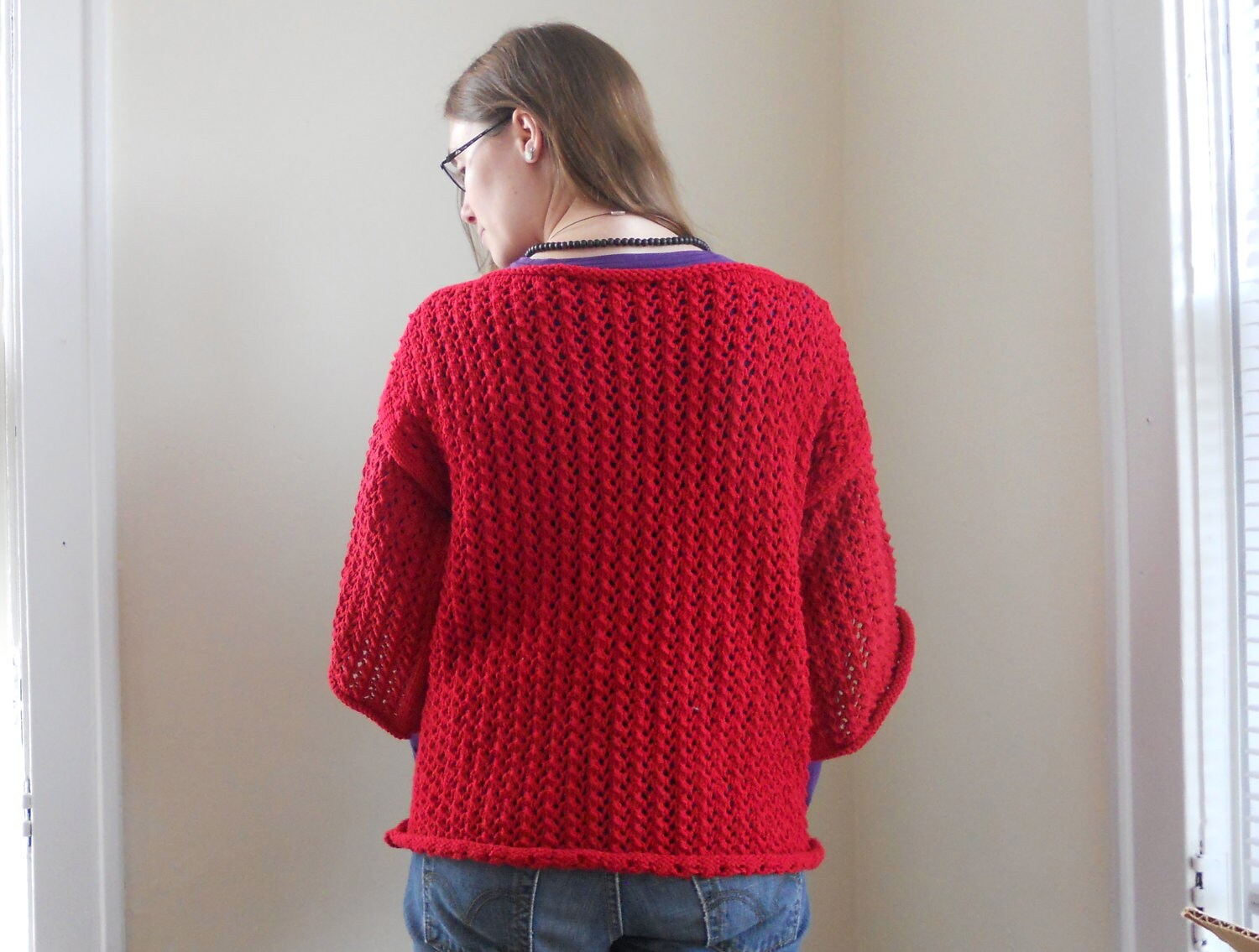 Knitting Pattern PDF - Red Lace Pullover - Etsy
