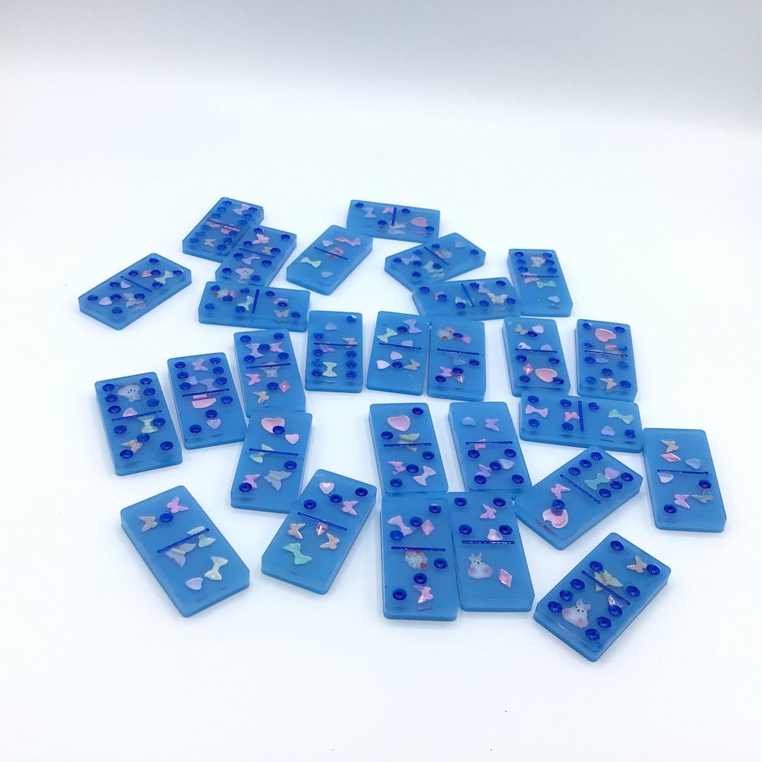 Handmade Resin Domino Set Hearts & Butterflies - Etsy