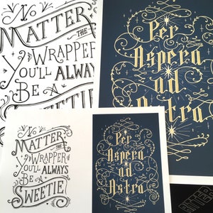 Per Aspera Ad Astra Hand Lettered Art Print, A3, A4, Inspirational ...