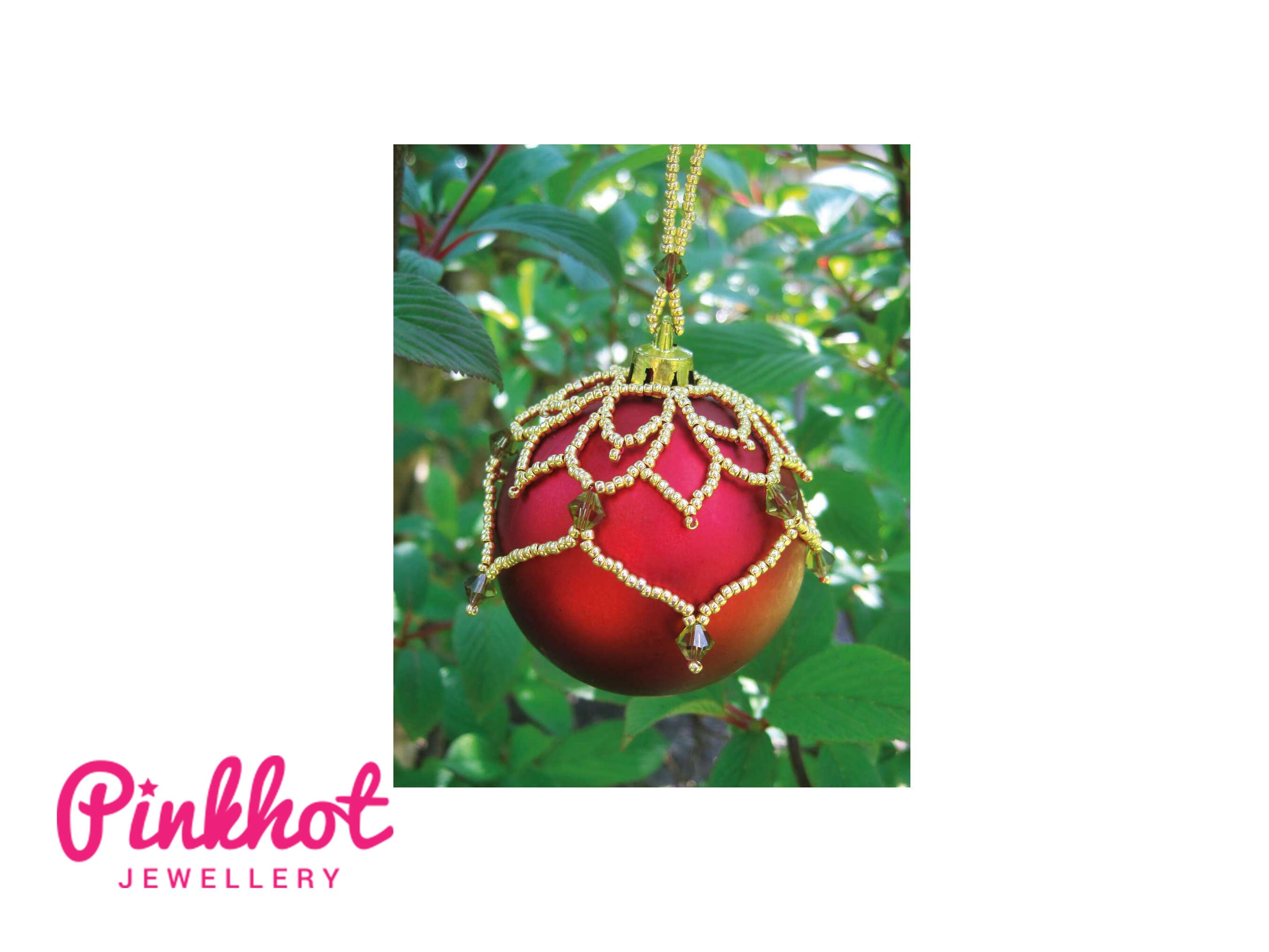 Leafy Christmas Bauble PDF Pattern | Netted Beaded Ornament | Beading ...