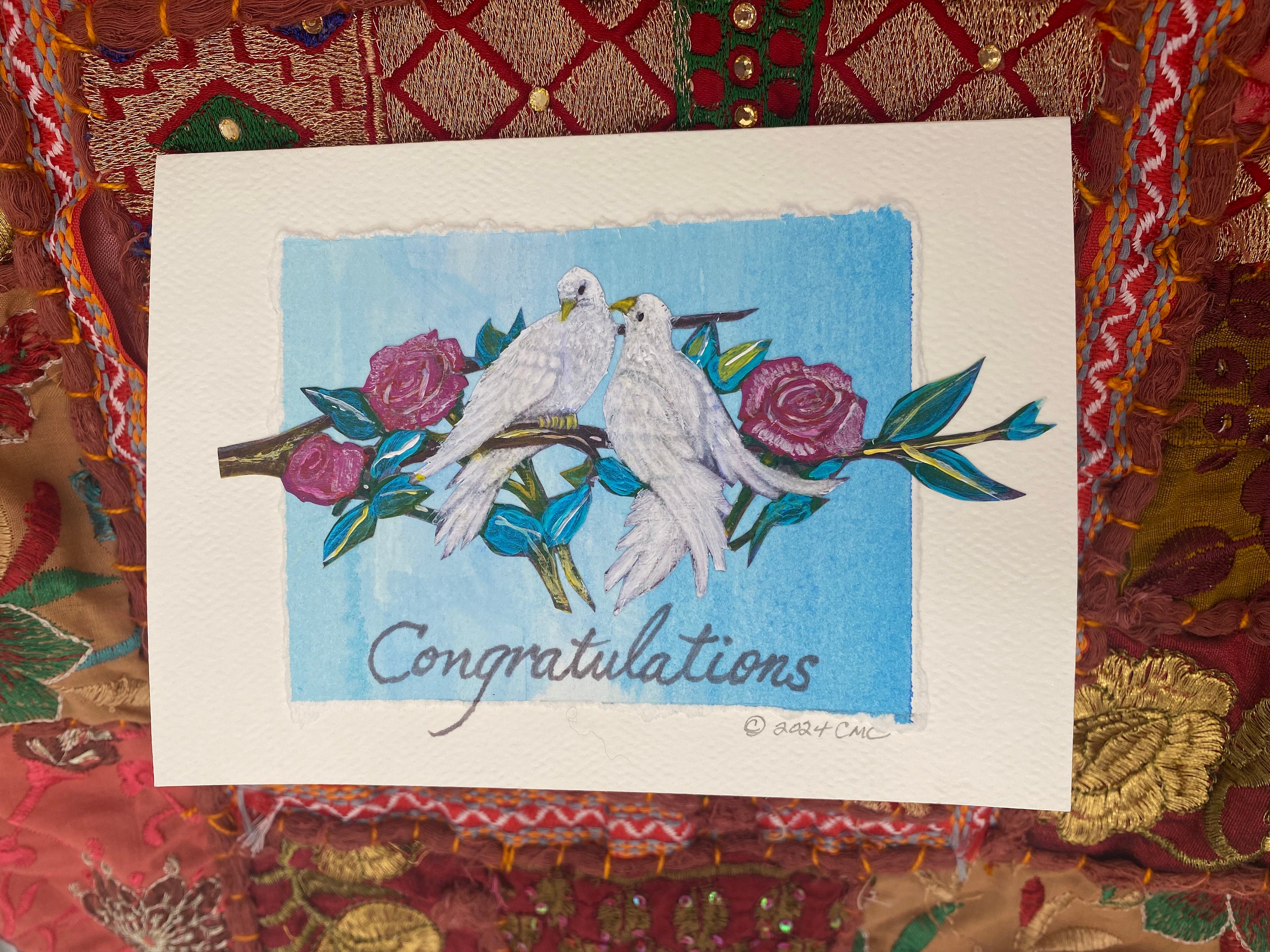 White Dove Wedding Card, Handmade Doves Congrats Card, Wedding ...