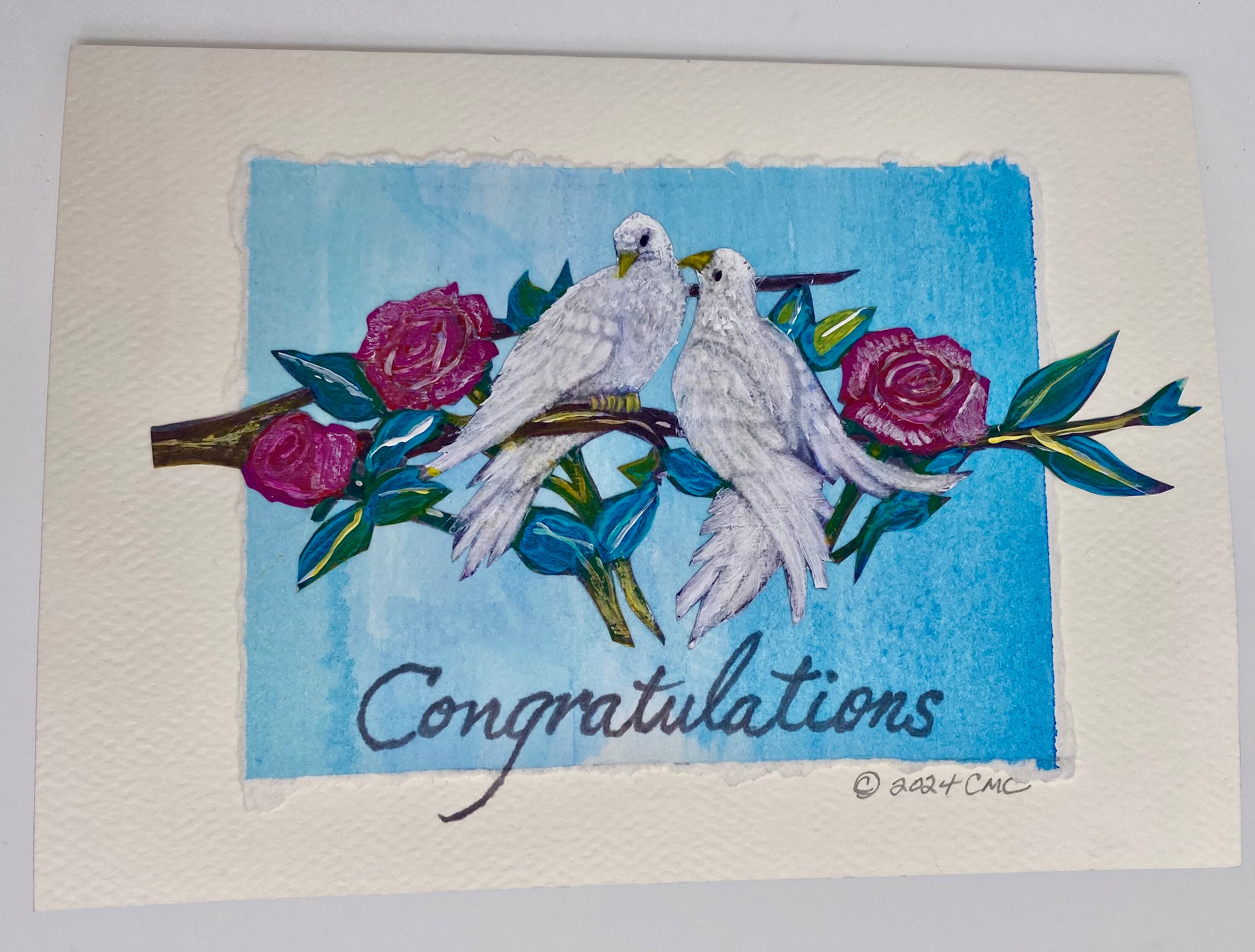 White Dove Wedding Card, Handmade Doves Congrats Card, Wedding ...