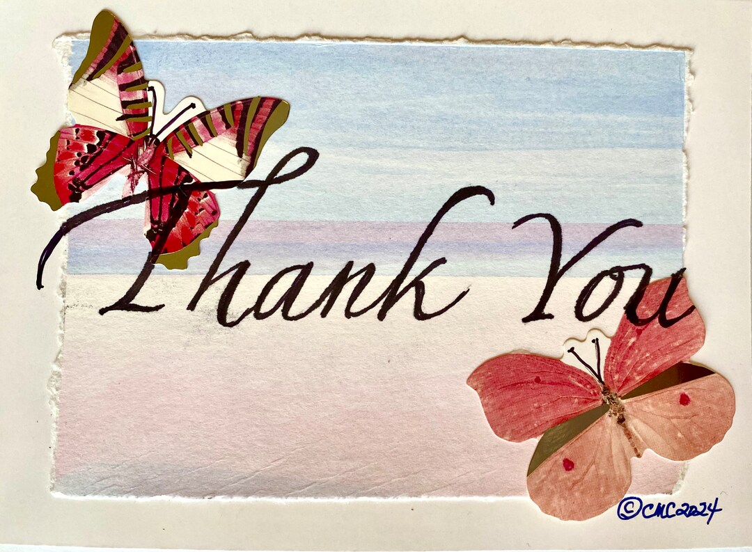 One Blank Greeting Card, Thank You Card Handmade by Catherine Coyle - Etsy