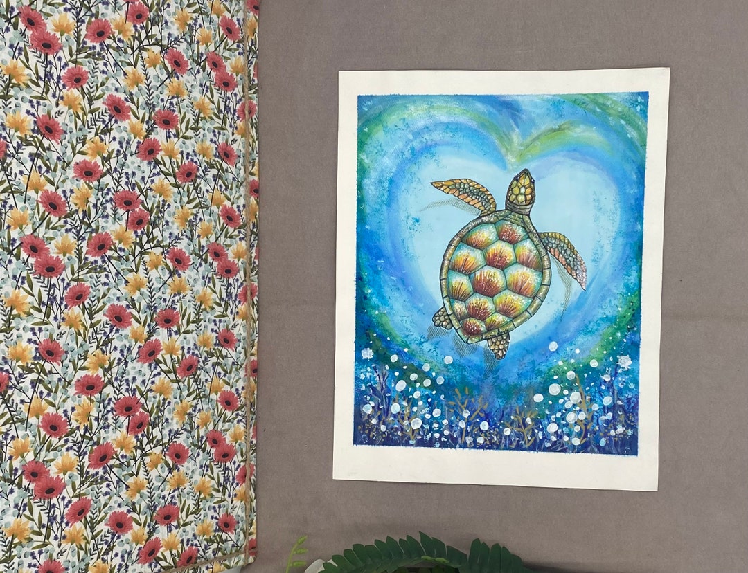 Sea Turtle Watercolor Artwork, Original Sea Turtle Painting, Sea Turtle ...
