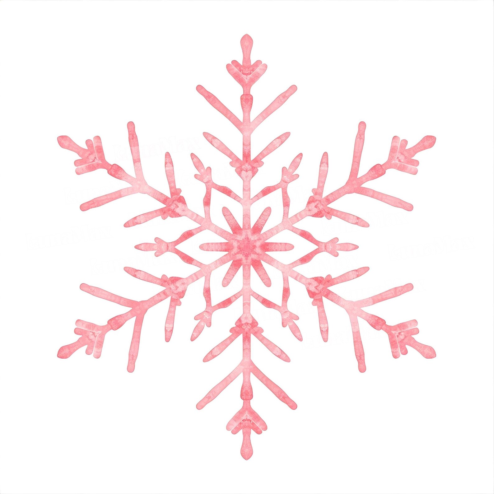 10 Pink Snowflake Watercolor Clipart, Pastel Winter Snowflakes - Etsy