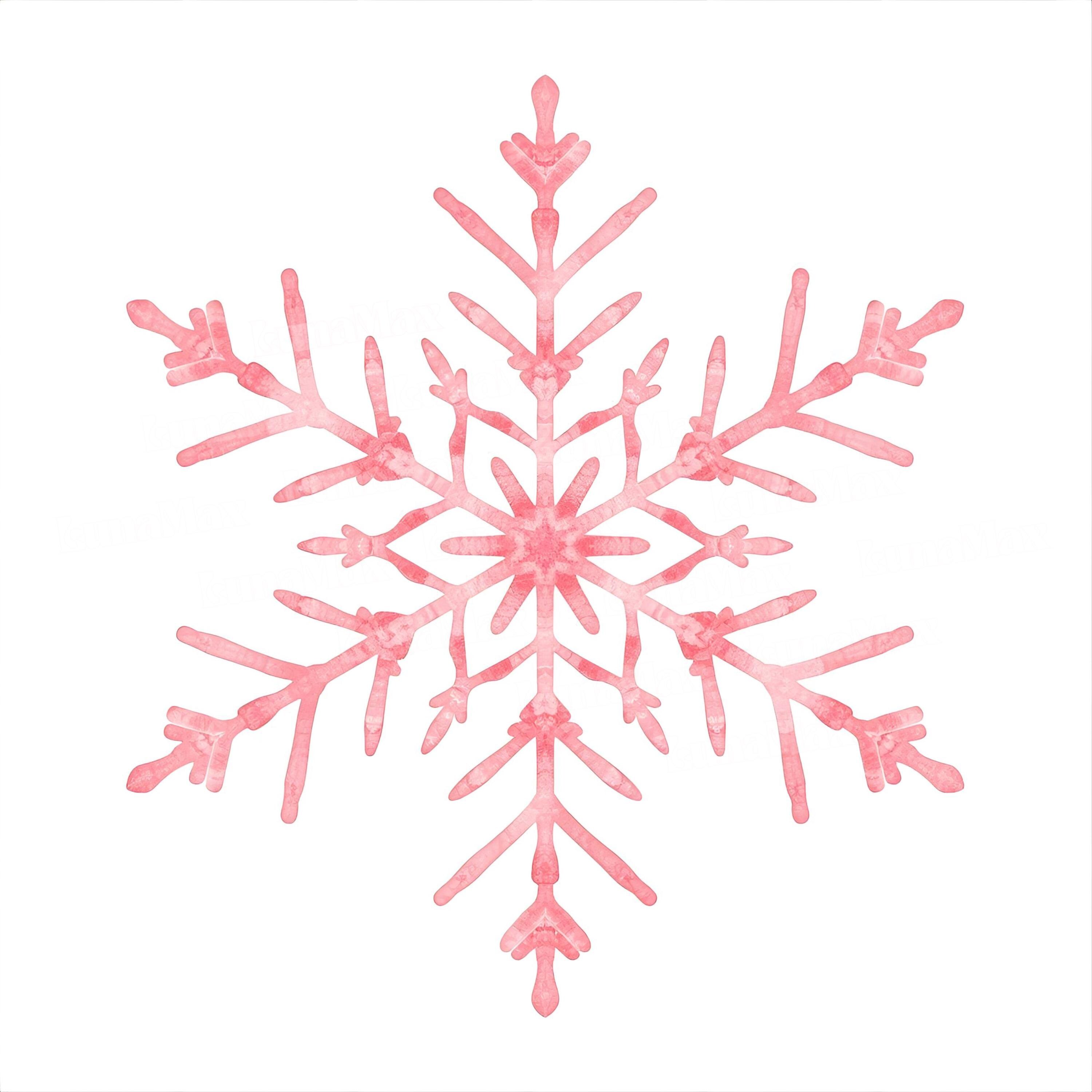 10 Pink Snowflake Watercolor Clipart, Pastel Winter Snowflakes - Etsy