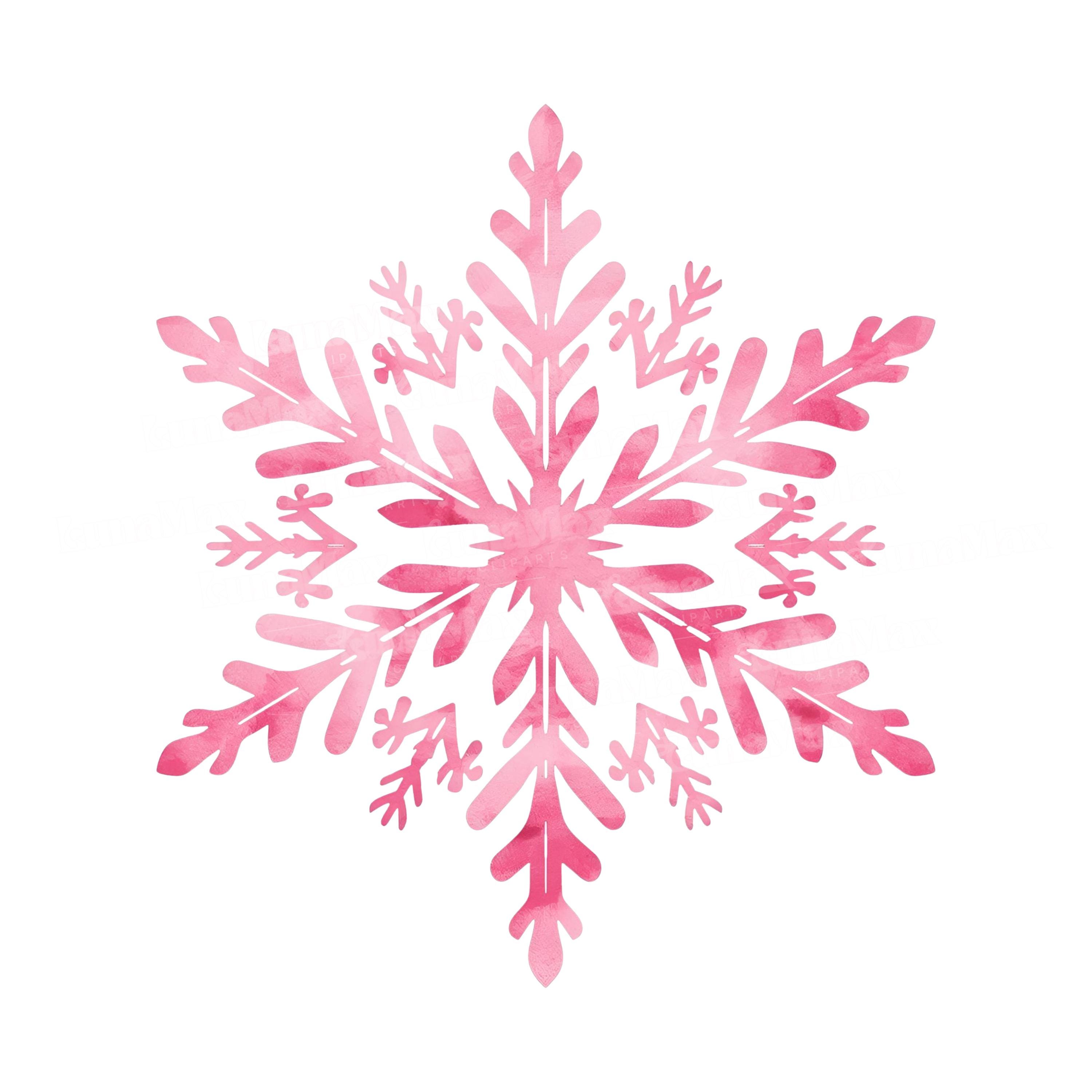 10 Pink Snowflake Watercolor Clipart, Pastel Winter Snowflakes - Etsy