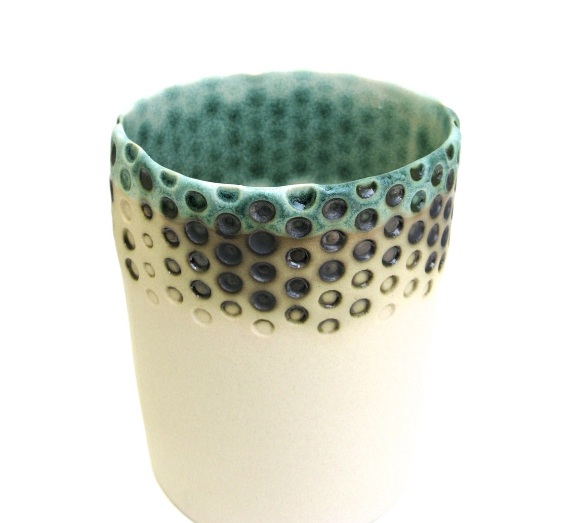 Hand Built Porcelain Vessel ... Lots of Dots - Etsy