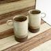 Handmade Rustic Cups ... Two Hand Built Ceramic Mugs ... Pottery Latte ...