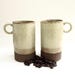 Handmade Rustic Cups ... Two Hand Built Ceramic Mugs ... Pottery Latte ...