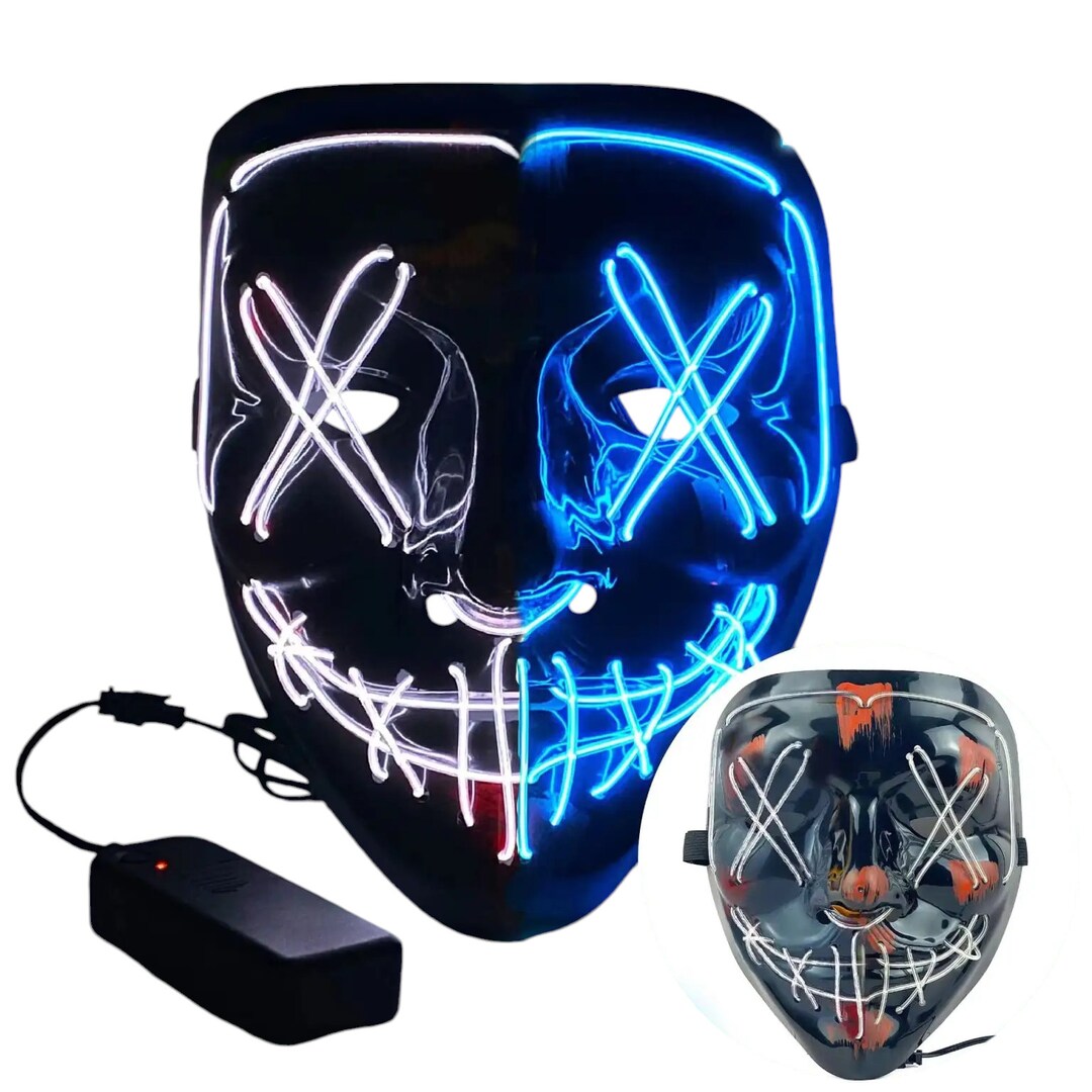 Led Clown Mask Single Color Light-up V Shape Mask for Halloween ...