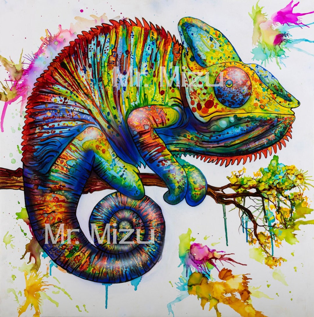 Fired up - Print of Chameleon Alcohol Ink Painting by Mr. Mizu - Etsy