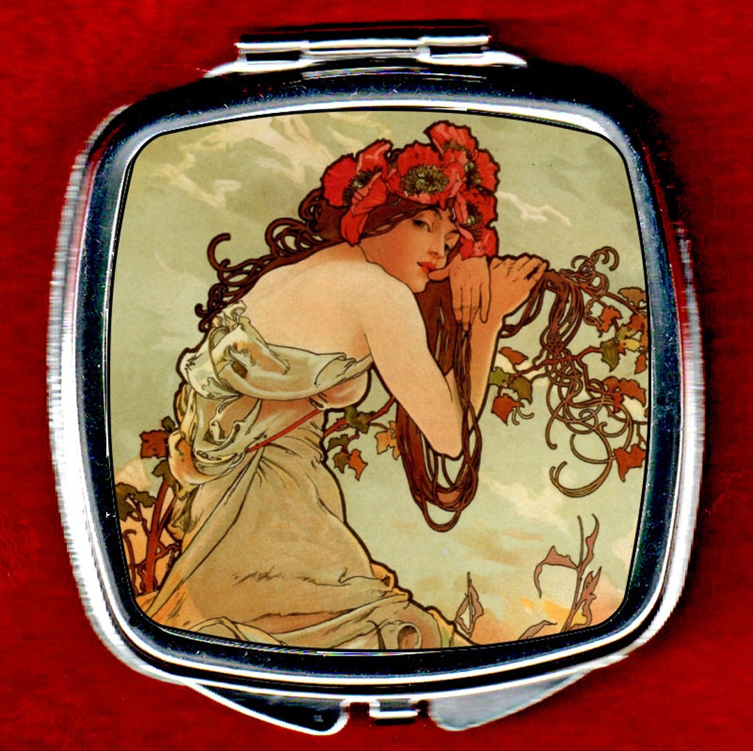 CP011 - Compact Mirror - Summer (from the Seasons) by Alphonse Mucha - Etsy