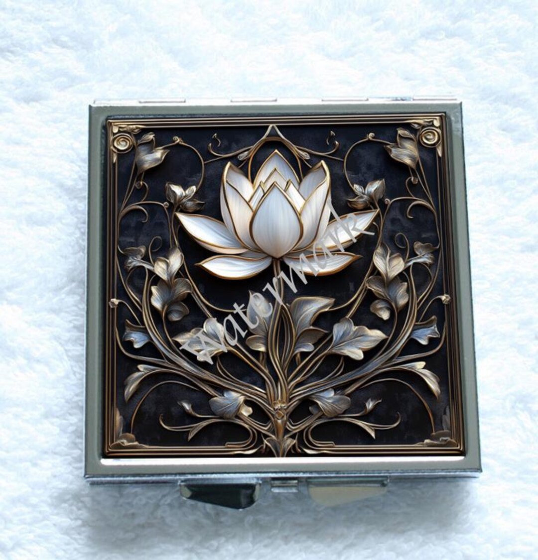 CP050 - Compact Mirror - Art Nouveau White Lily Design - Etsy