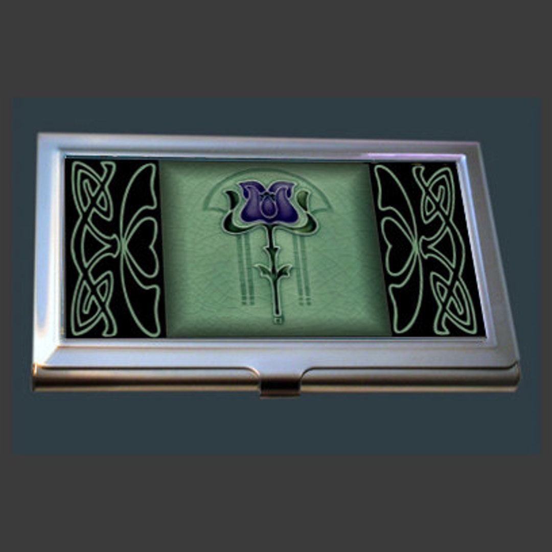 BC010 -,business Card Case - Featuring an Art Nouveau Tile. - Etsy