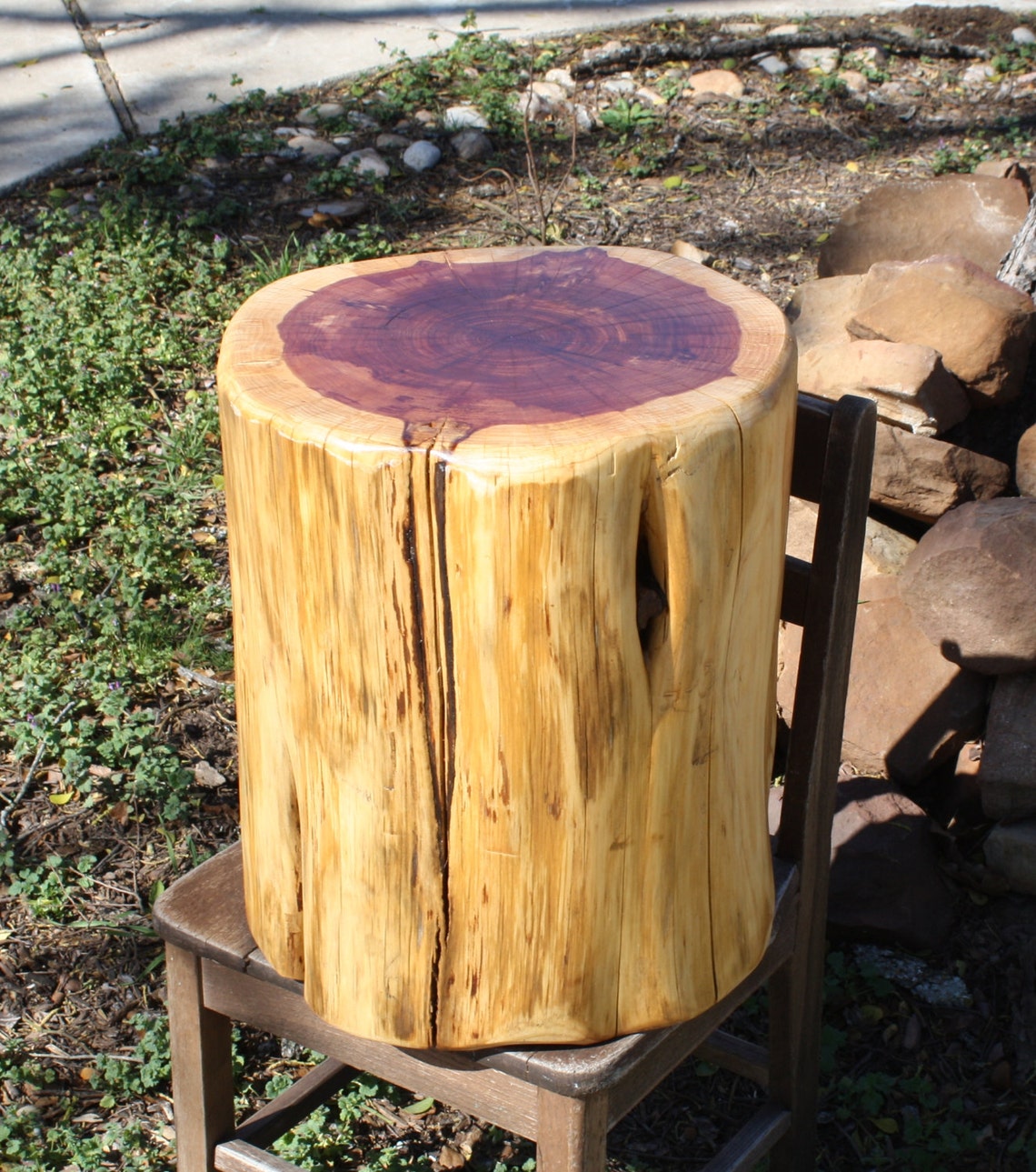 Tree Stump End Table bedside table side table seat rustic | Etsy