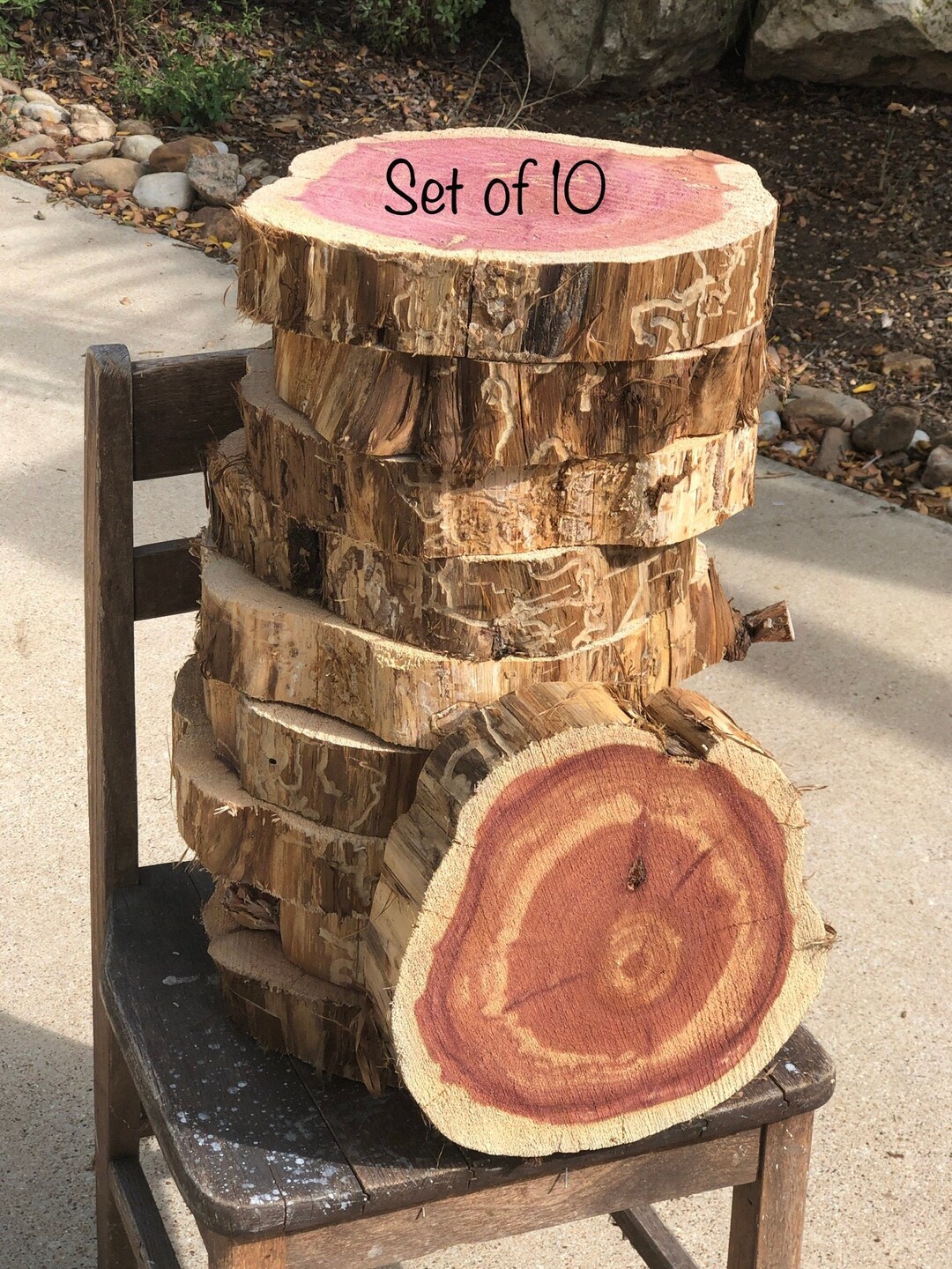 Rustic Cedar Wood Slices, SET of 10, 10 11 X 2 Thick, Rustic Wedding ...
