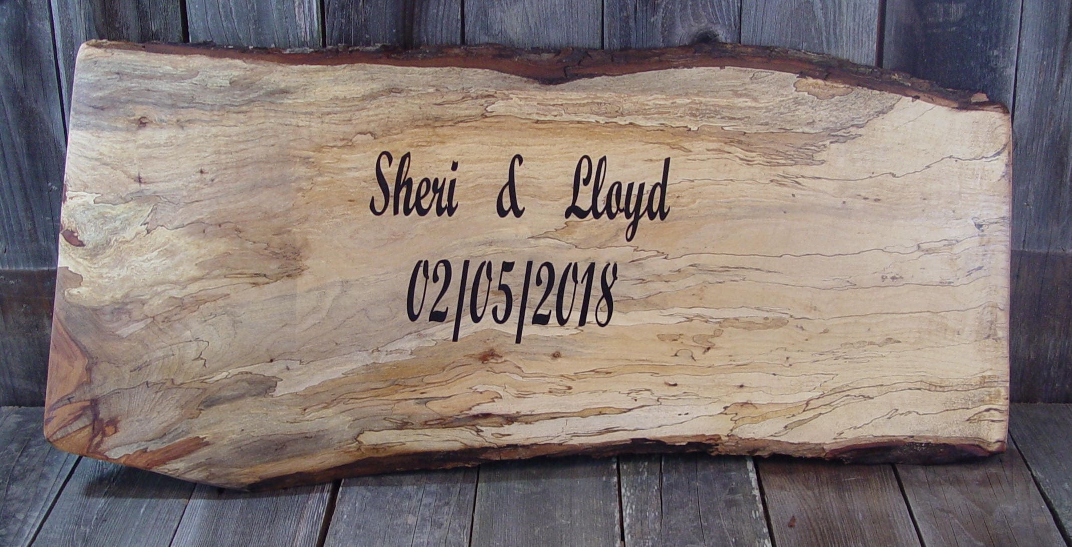 Large Live Edge Wedding Sign Personalized Laser Engraving | Etsy