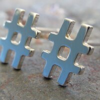 Sterling Silver Hashtag Stud Earrings/hashtag Earring/#sign Studs ...