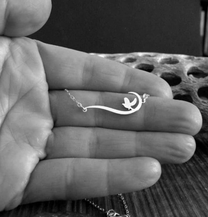 Dainty Dove Bird in Flight Necklace Handmade From Sterling Silver or ...