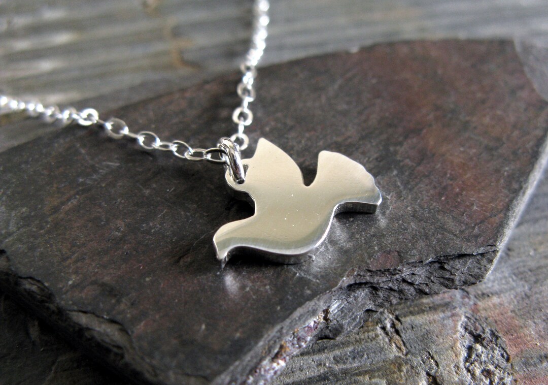 Dainty Dove Pendant Charm Necklace Handmade From Sterling Silver or 14k ...