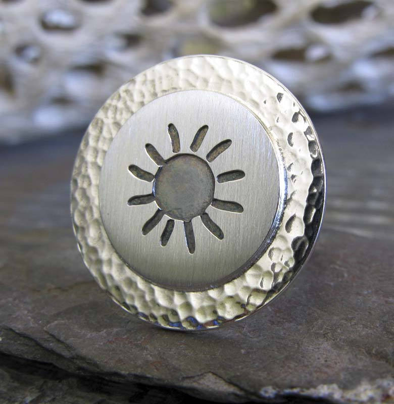 Sun ring in sterling silver. Unique bold statement ring. 4mm | Etsy