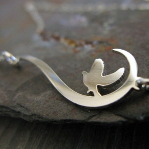 Dainty Dove Bird in Flight Necklace Handmade From Sterling Silver or ...