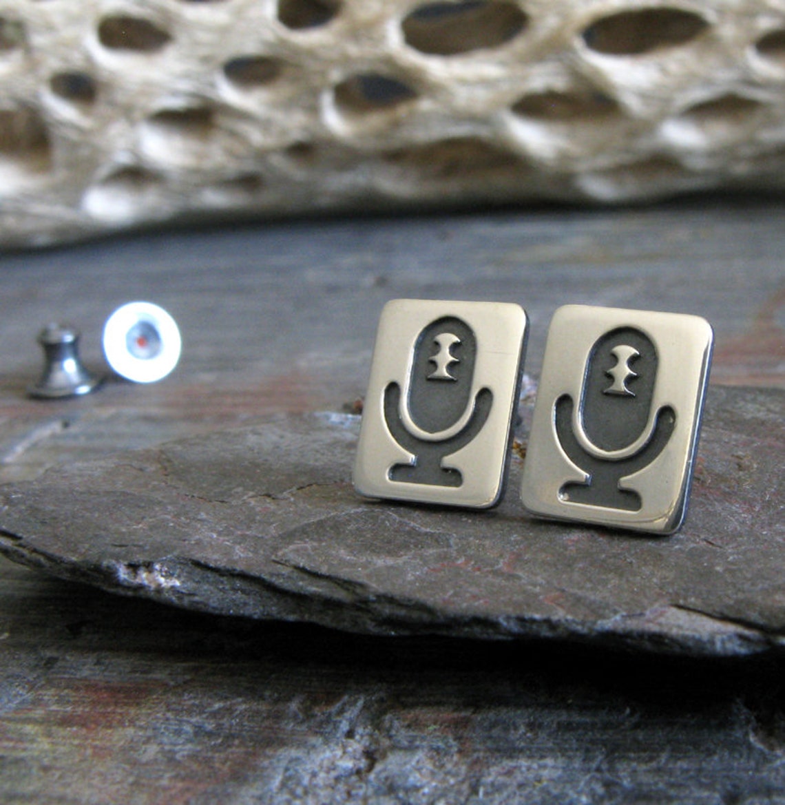 Vintage Microphone Stud Earrings Handmade in Sterling Silver - Etsy