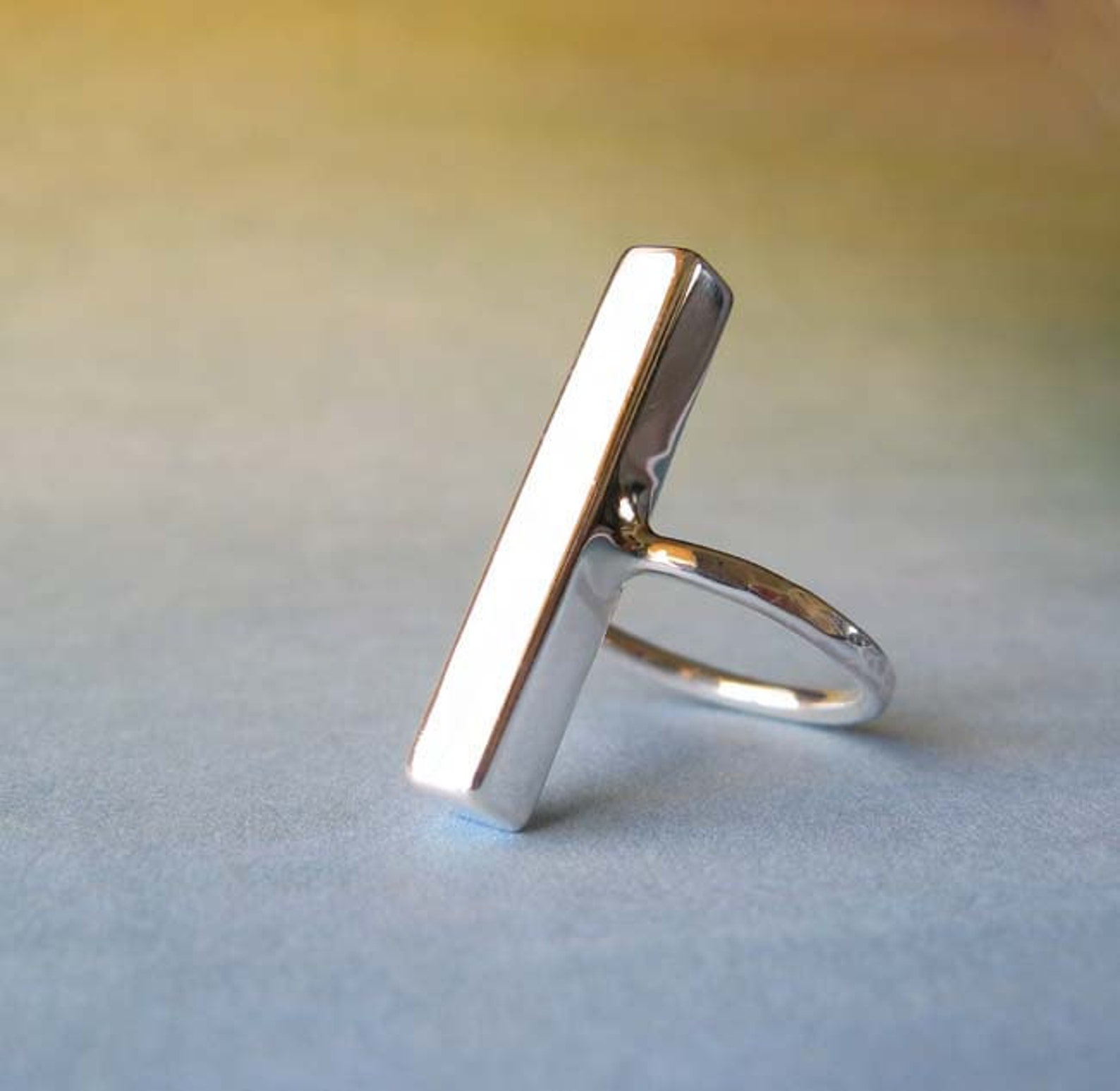 Thick Sterling Silver Modern Bar Ring. Quality Artisan Made. - Etsy