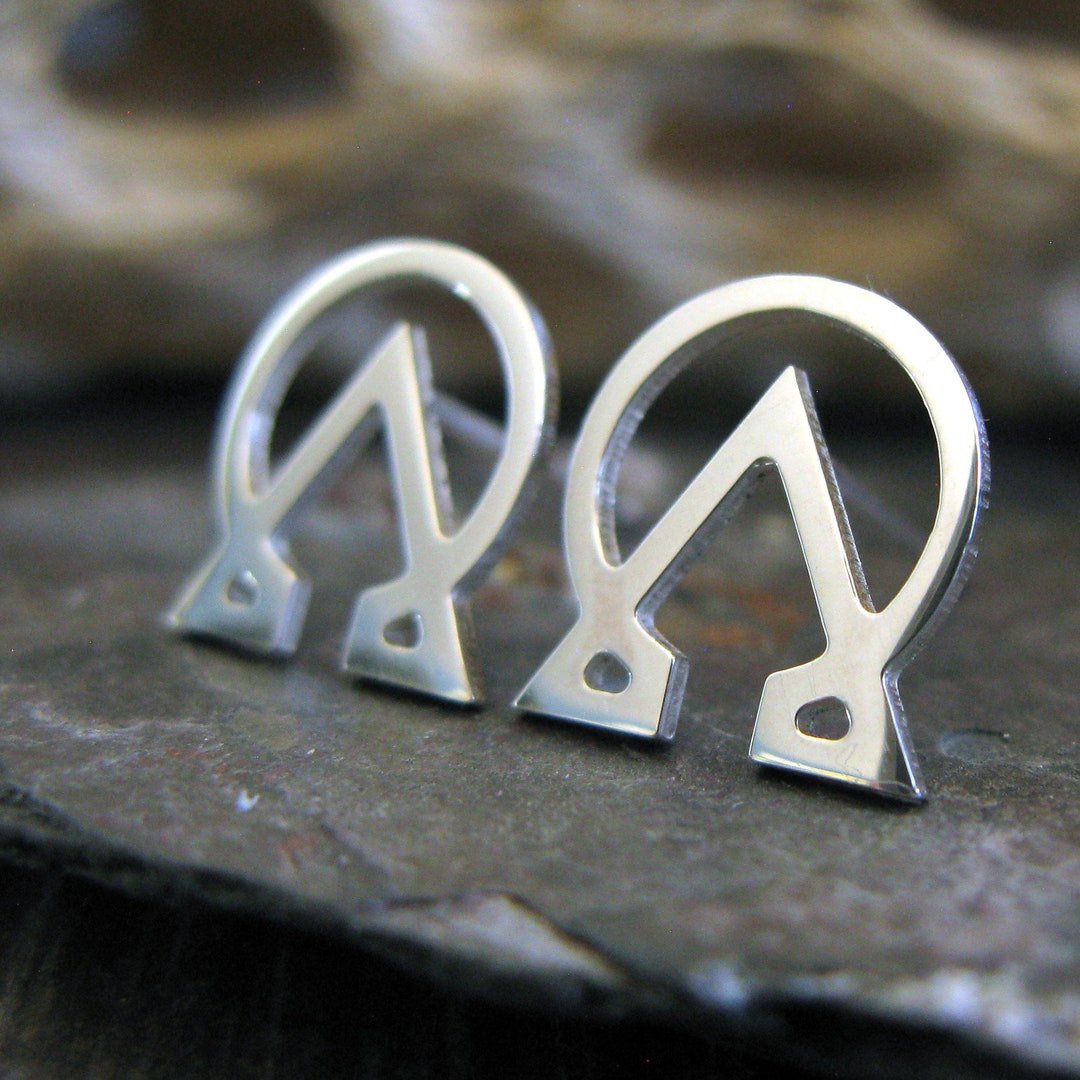 Alpha Omega Stud Earrings Handmade in Sterling Silver or 14k Gold - Etsy