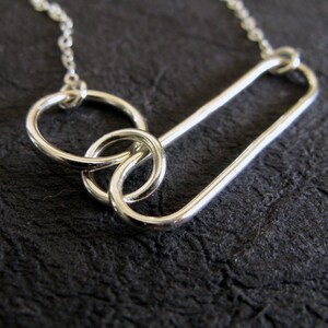 Interlocking Slim Oval and Circles Sterling Silver Geometric Minimalist ...