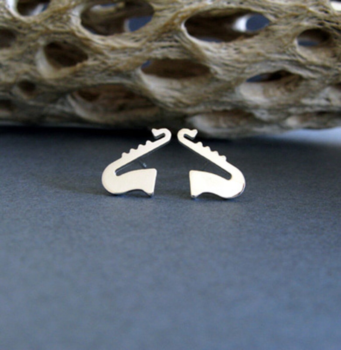 Saxophone Horn Stud Earrings Artisan Handmade in Sterling Silver or 14k ...