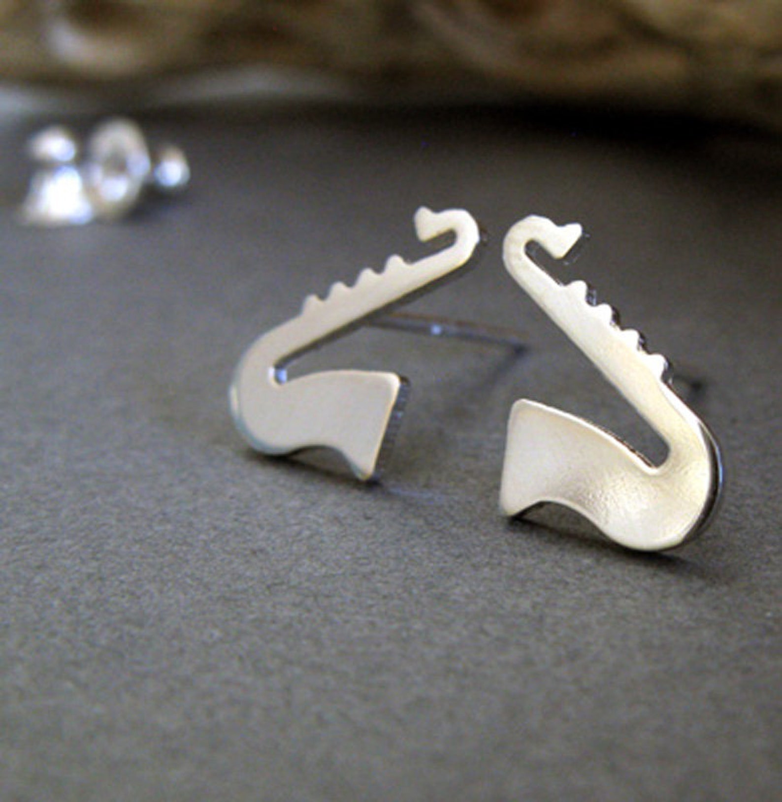 Saxophone Horn Stud Earrings Artisan Handmade in Sterling Silver or 14k ...