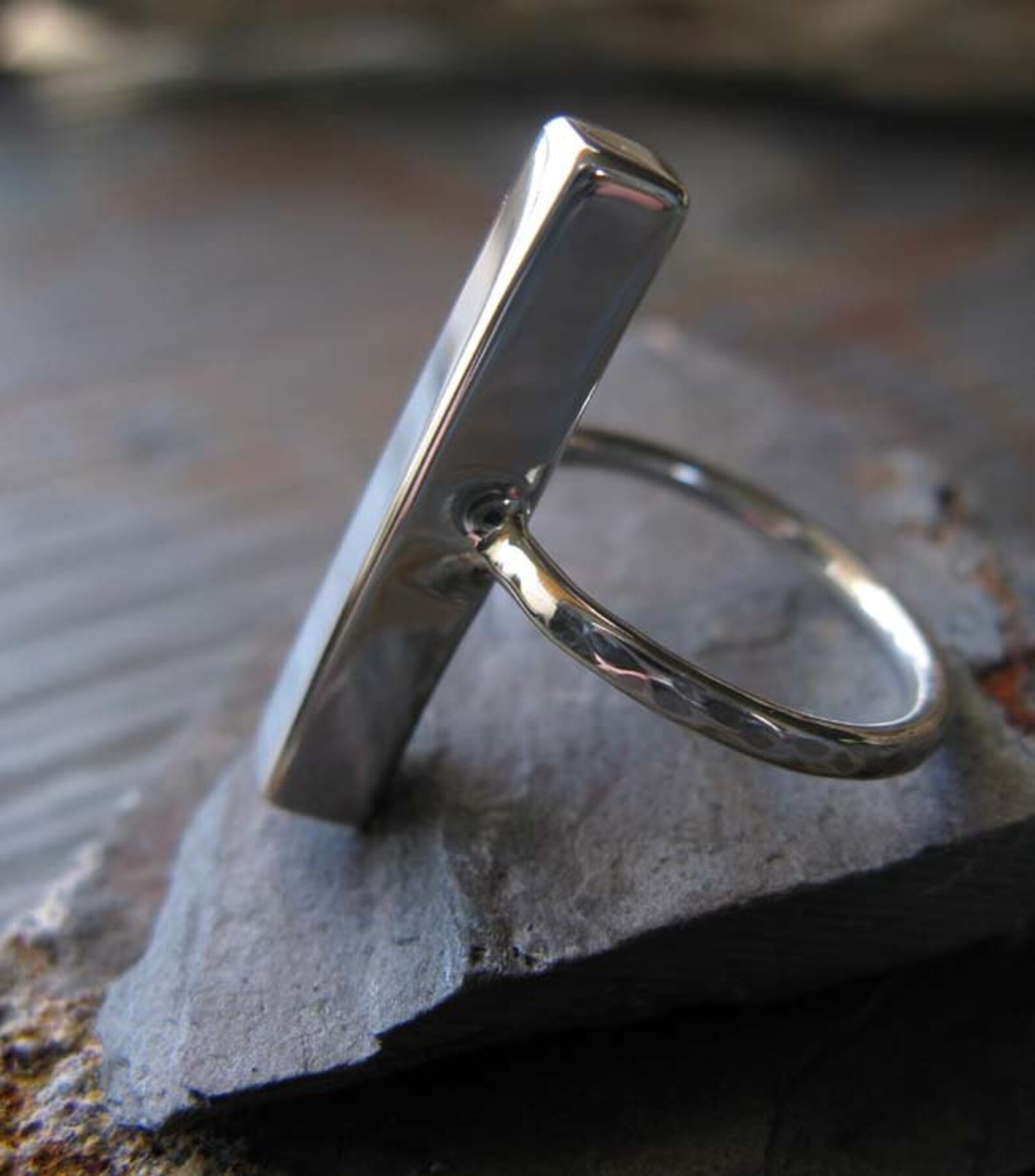 Thick Sterling Silver Modern Bar Ring. Quality Artisan Made. - Etsy