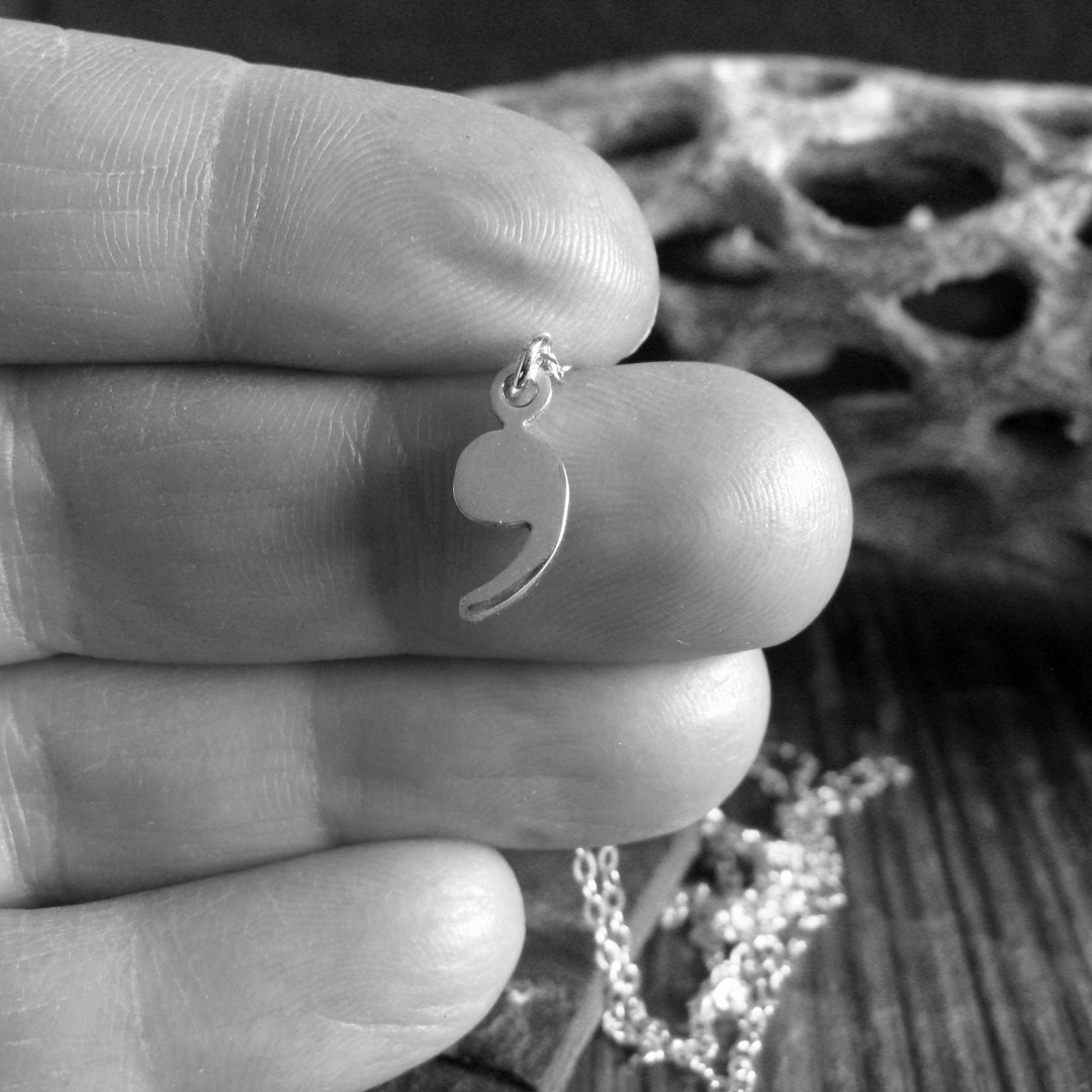 Dainty Comma Apostrophe Puncuation Symbol Pendant Necklace Handmade in ...