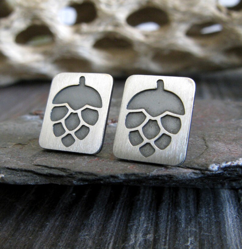 Hops IPA Craft Beer Womens Stud Earrings Handmade in Sterling | Etsy