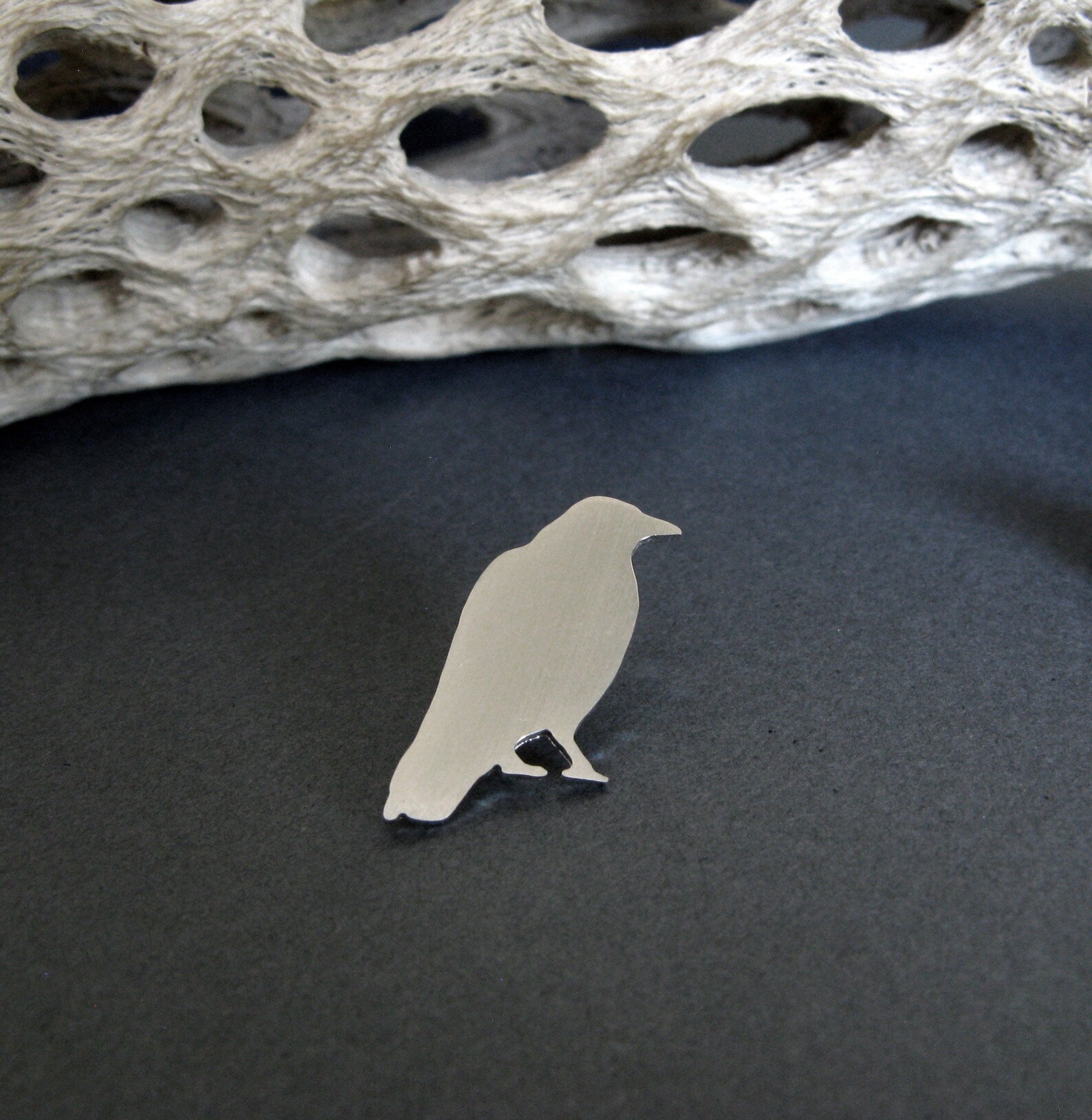 Raven Crow Bird Tie Tack Lapel Hat Pin Artisan Handmade in Sterling ...