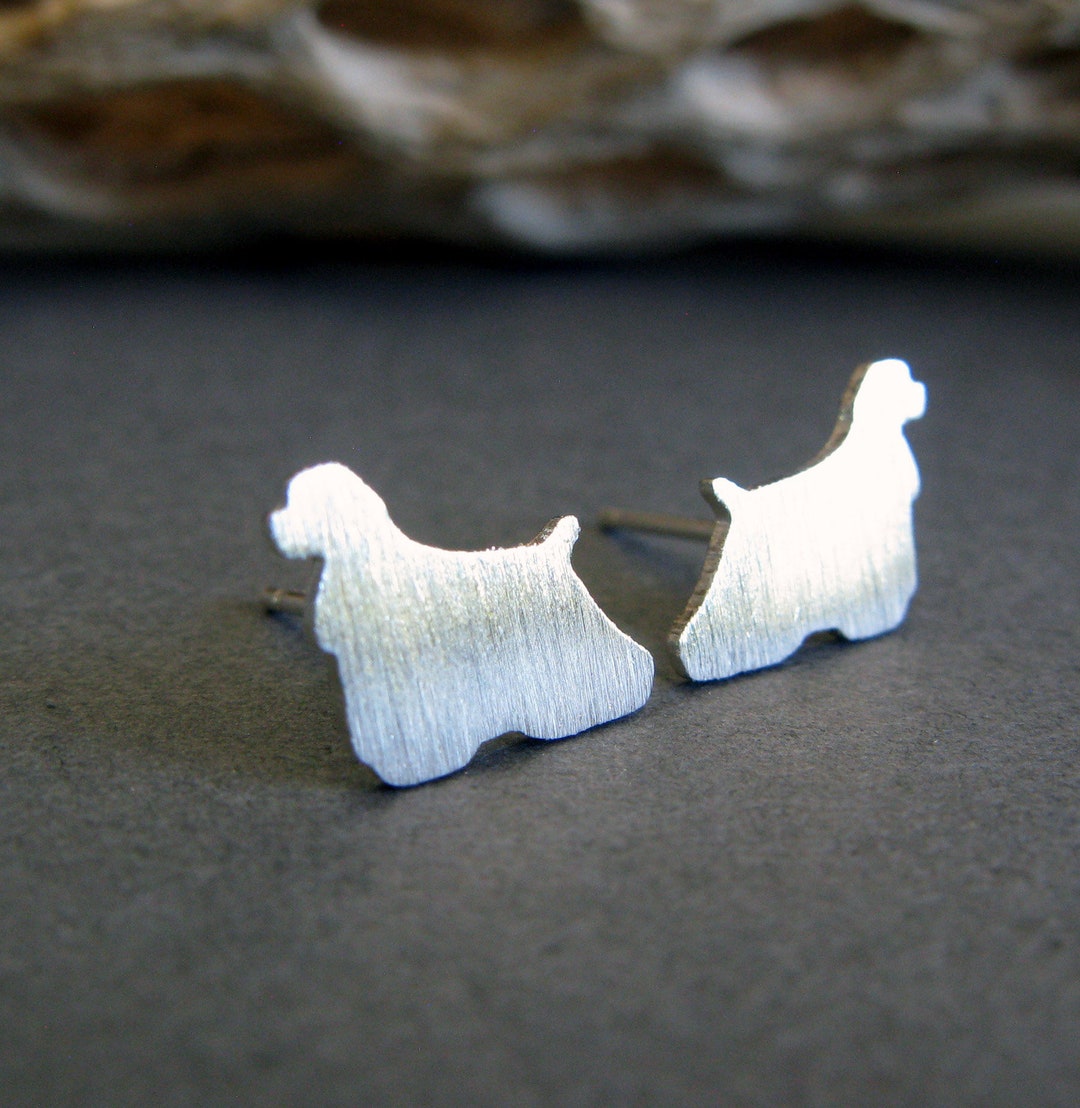 Cocker Spaniel Dog Stud Earrings Artisan Handmade in Sterling Silver or ...