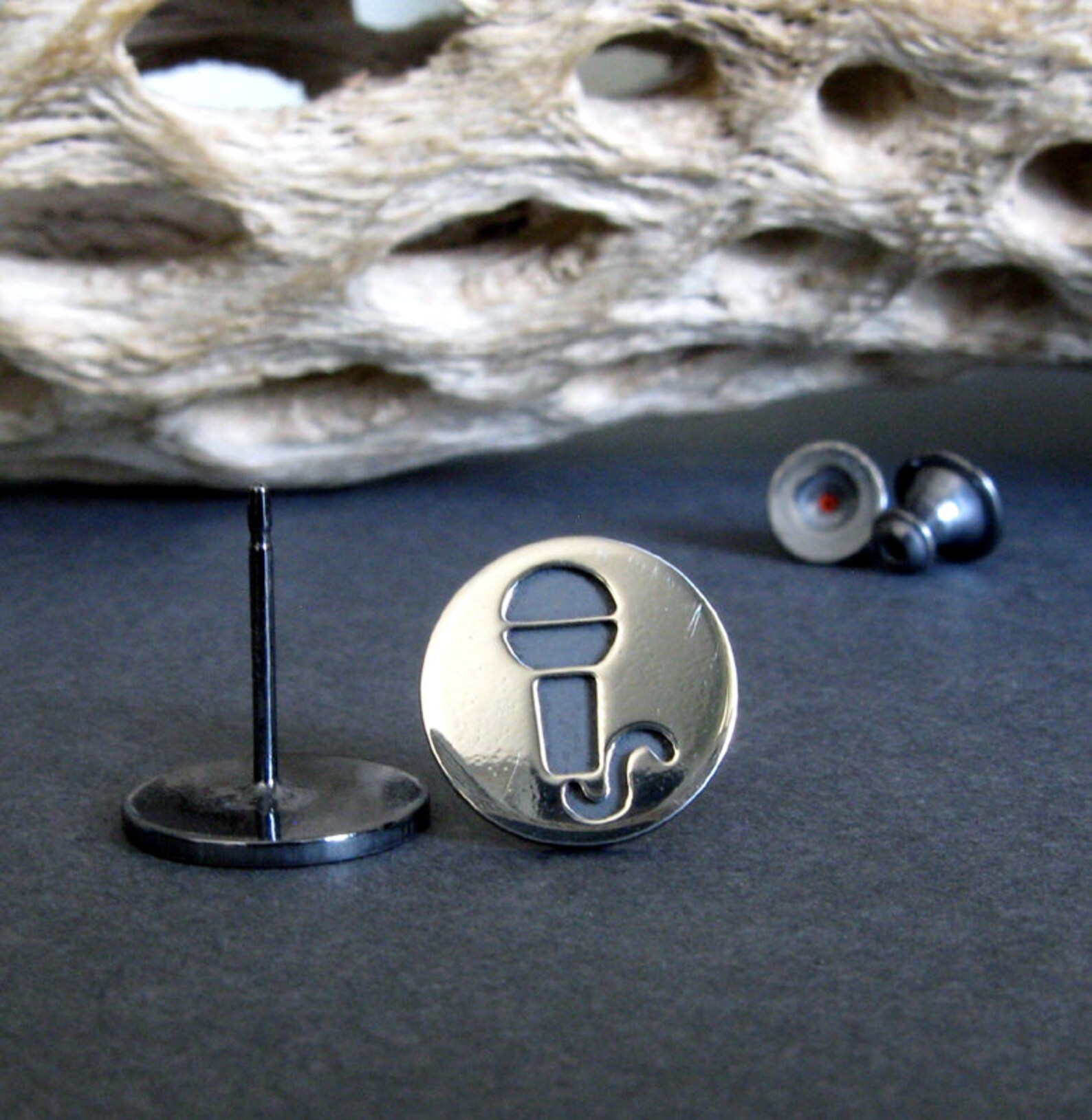 Microphone Stud Earrings Handmade in Sterling Silver - Etsy