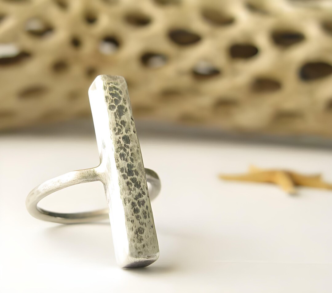 Rustic Bar Ring Handmade From Sterling Silver - Etsy