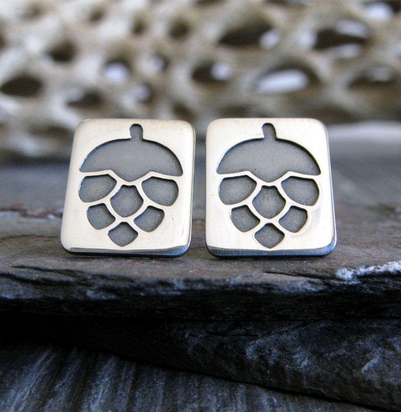 Hops IPA Craft Beer Womens Stud Earrings Handmade in Sterling | Etsy