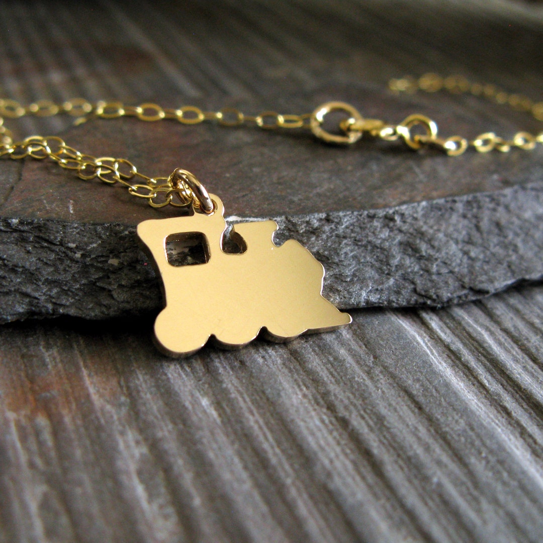 Train Locomotive Pendant Necklace Handmade From Sterling Silver or 14k ...