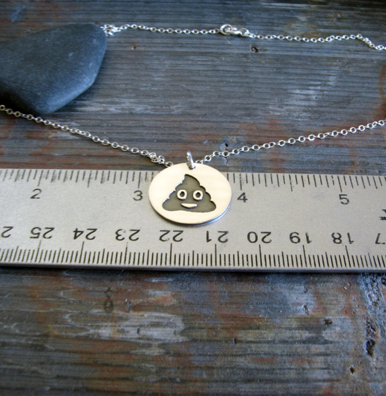 Poop Emoji Sterling Silver Pendant Necklace - Etsy
