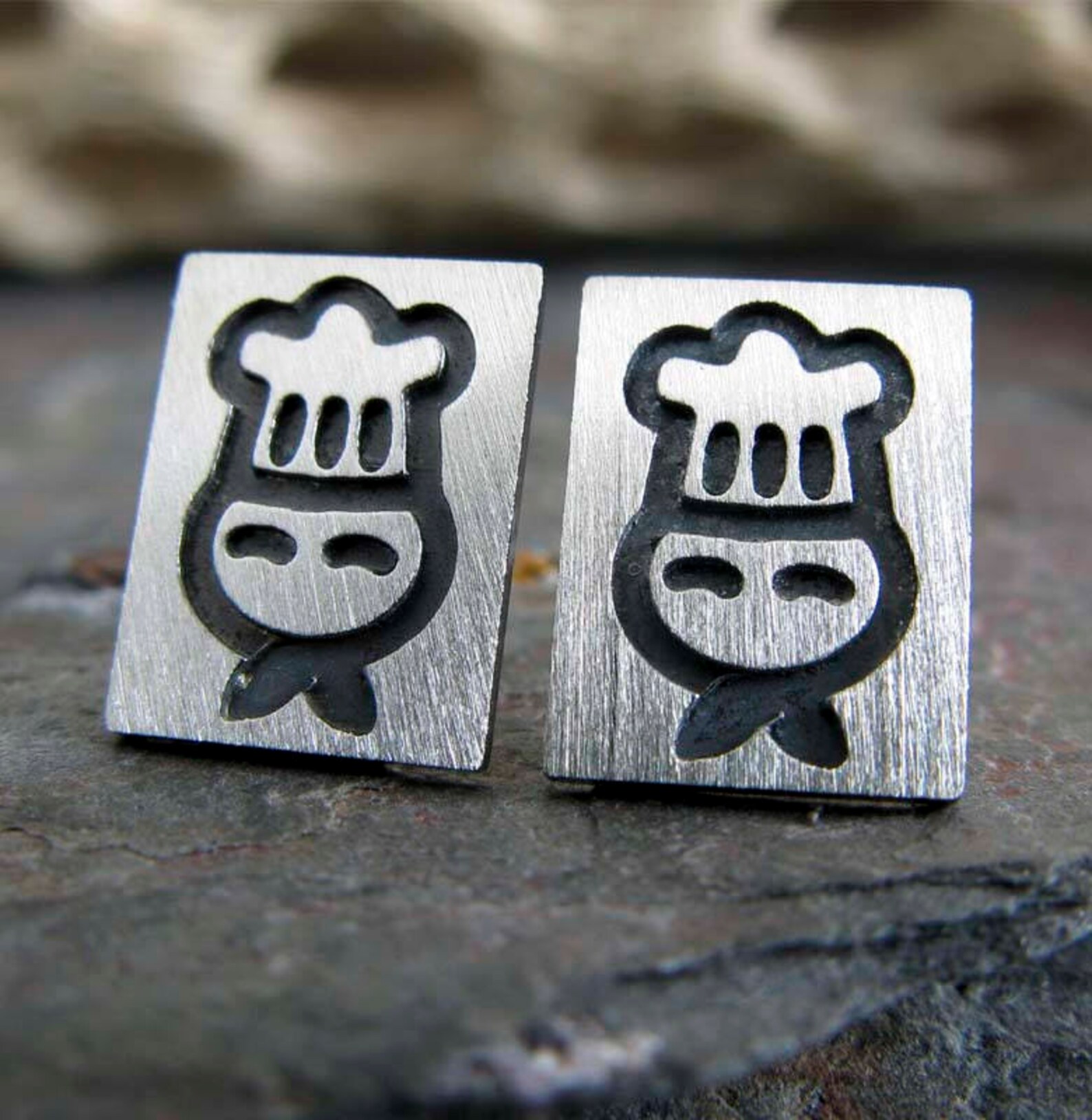 Chef or Baker Stud Earrings Handmade in Sterling Silver - Etsy