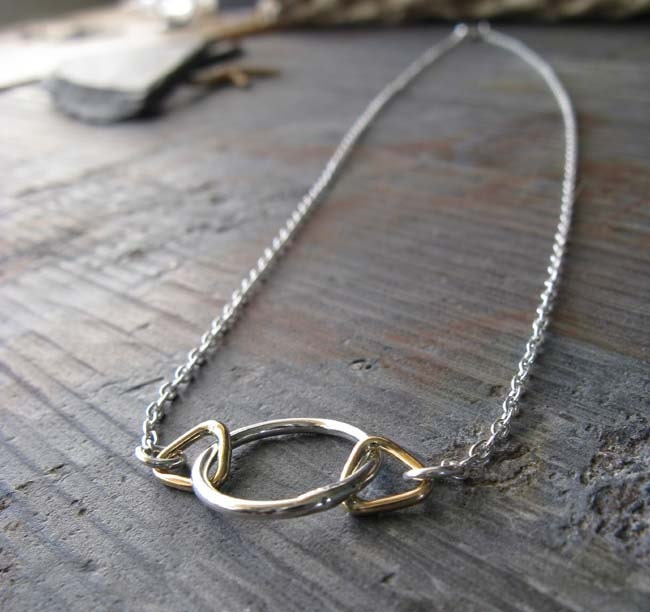 Simple Modern Sterling Silver and Gold Filled Geometric Necklace ...