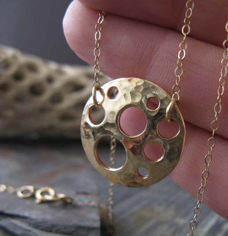 14k Gold Filled Disc Pendant With Holes Necklace - Etsy
