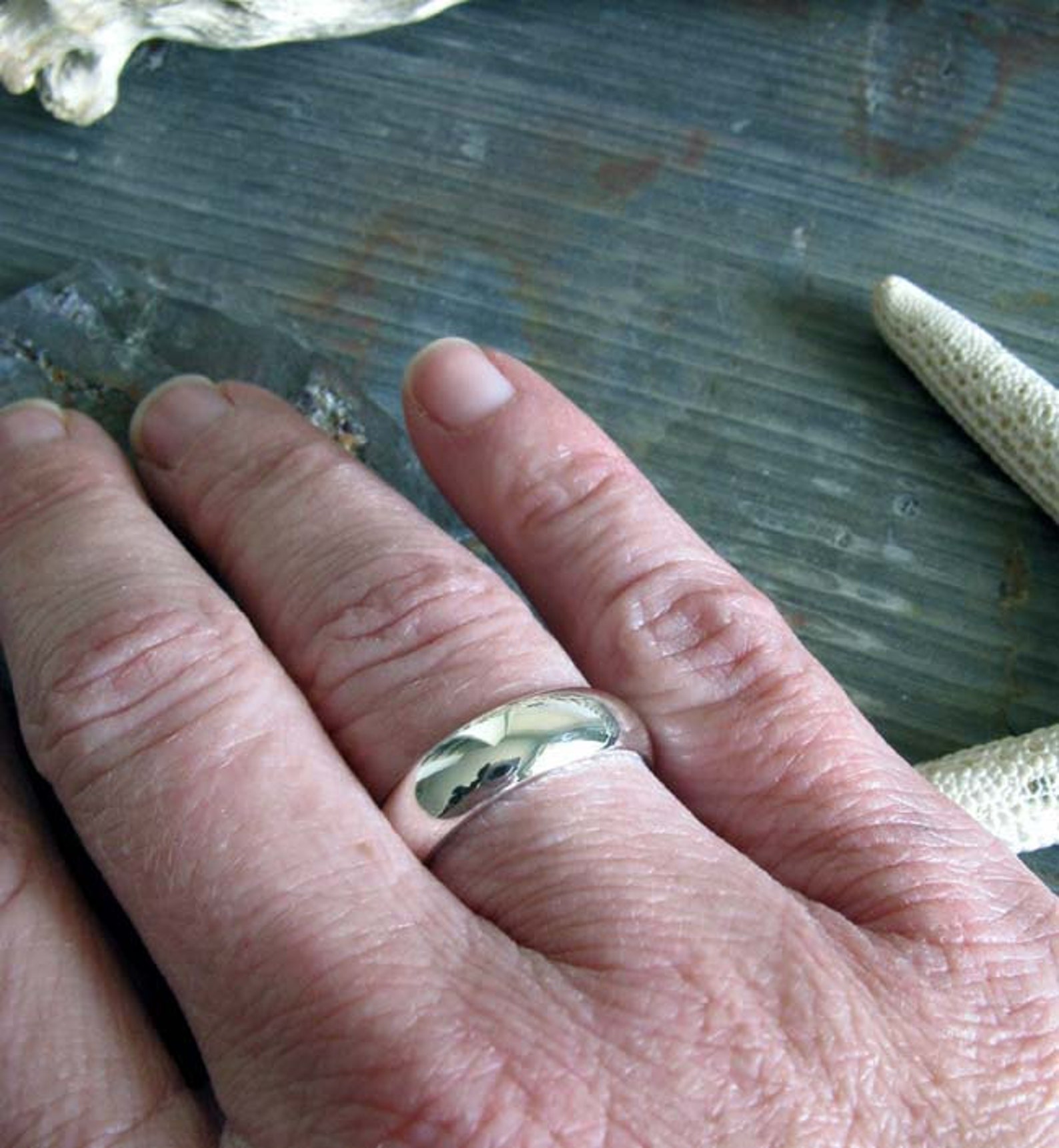 Sterling Silver Wedding Ring. Artisan Handmade 6mm Domed Band. - Etsy